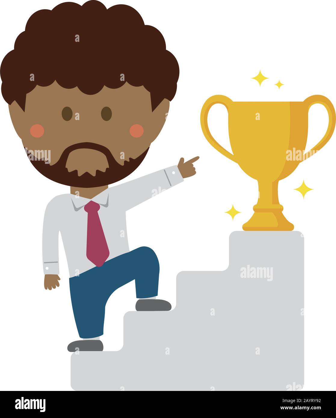 deformed cartoon businessman illustration of going up the stairs aiming ...