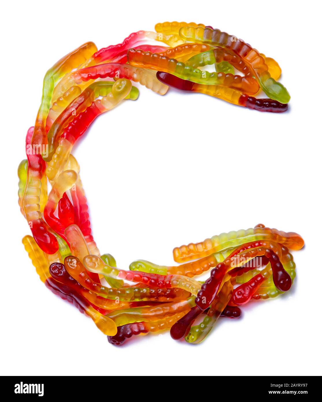 Letter C of the English alphabet from multi-colored chewing marmalade ...