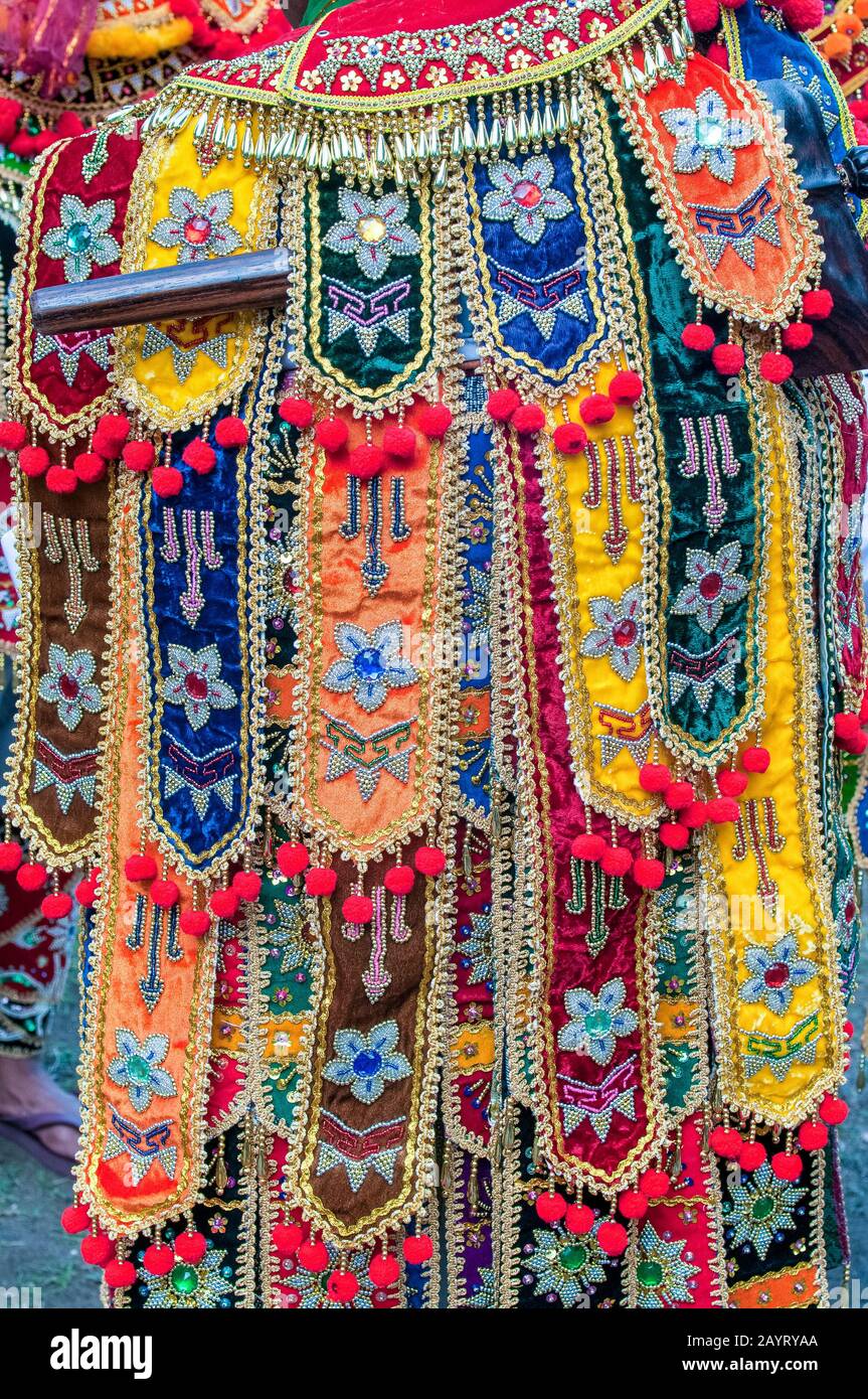 Bali Indonesia - June 26, 2010: A group of colorful Baris dancers ...