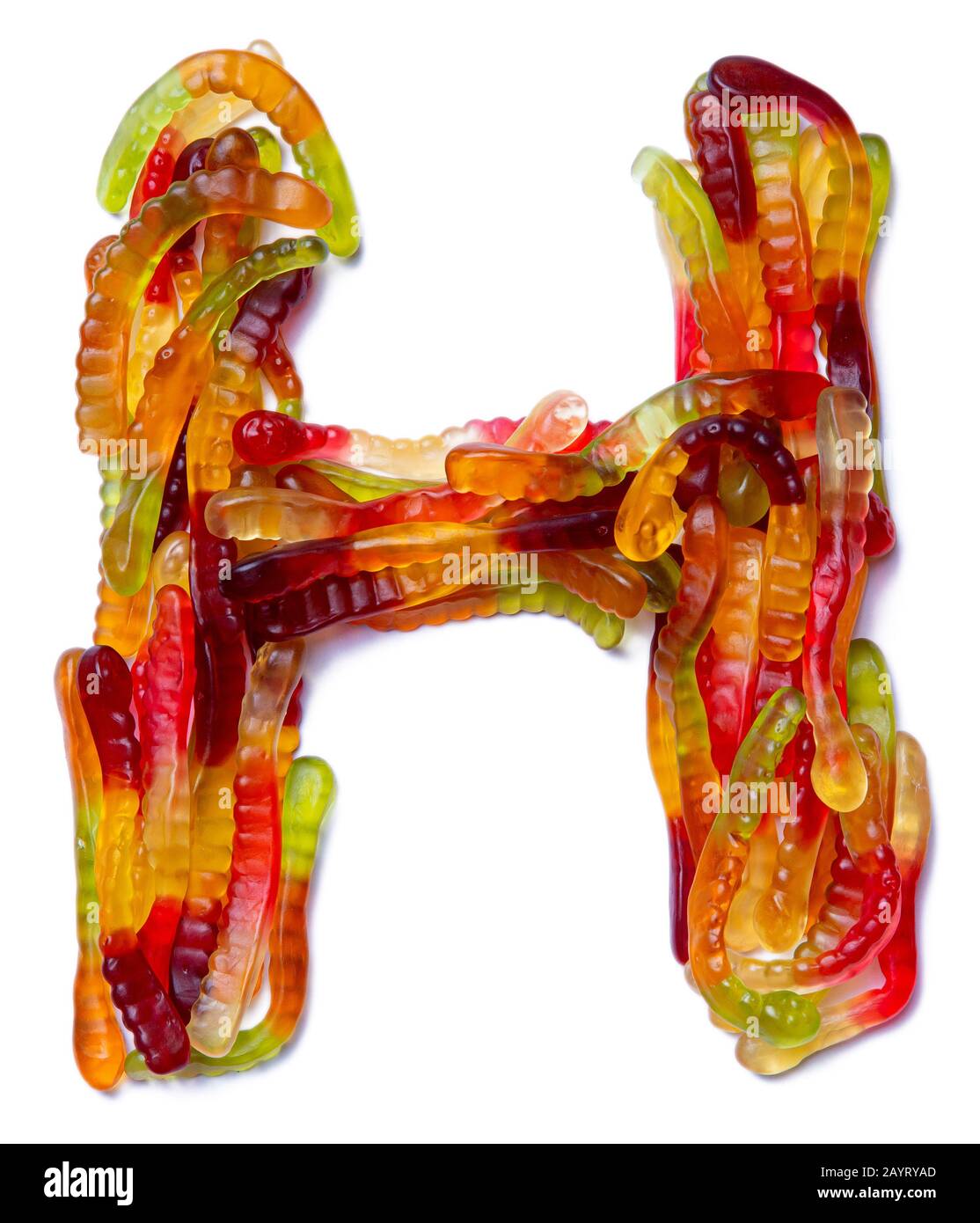 Letter H of the English alphabet from multi-colored chewing marmalade ...