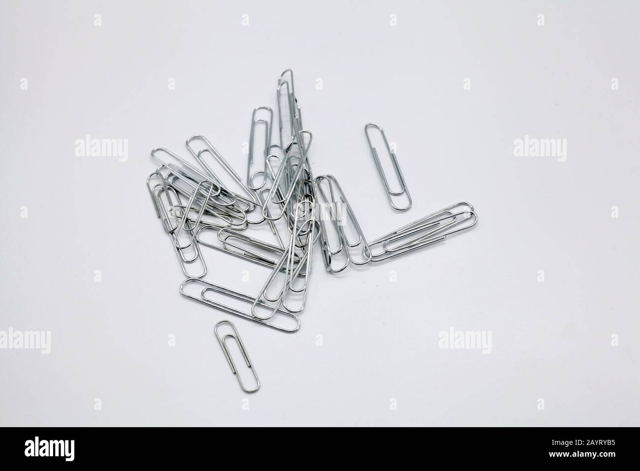Paper Clips on White Background Stock Photo - Alamy