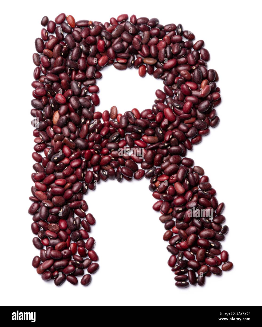 The letter "R" of the English alphabet from brown beans on a white ...