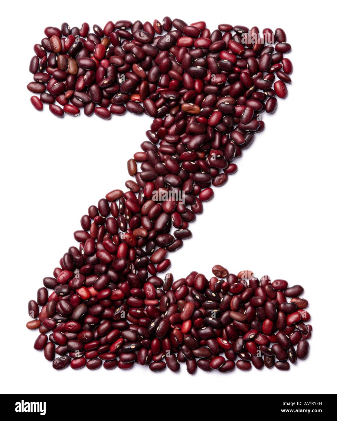 The letter "Z" of the English alphabet from brown beans on a white ...