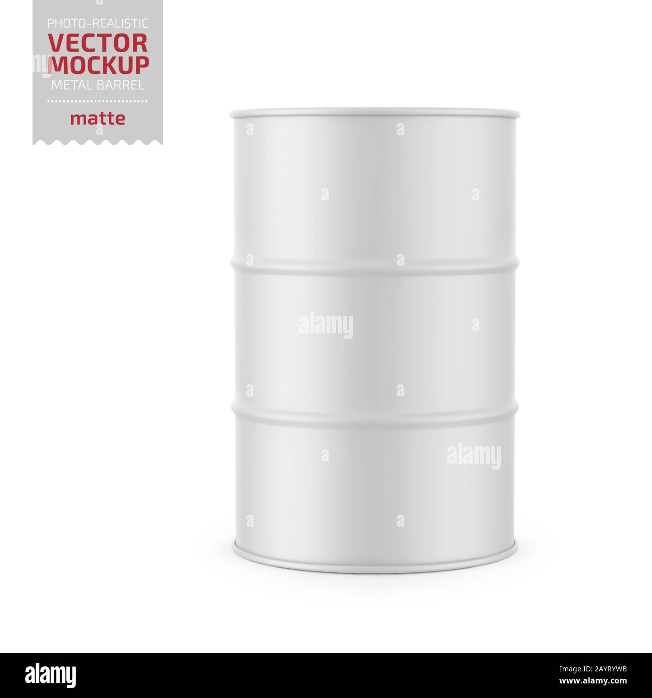 White matte metal barrel mockup template Stock Vector Image & Art - Alamy