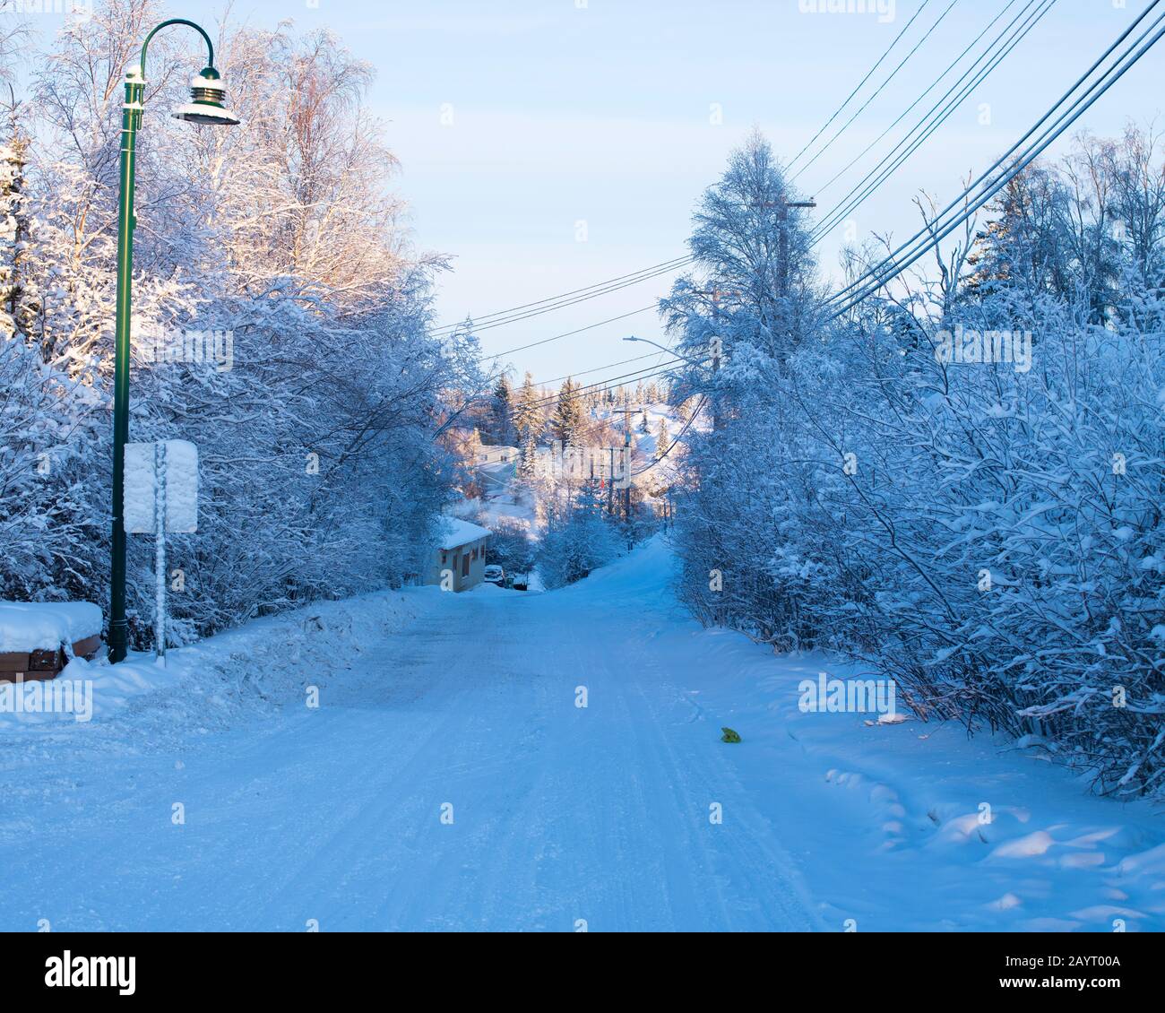 Winter street scene in old town, Yellowknife, Northwest Territories ...