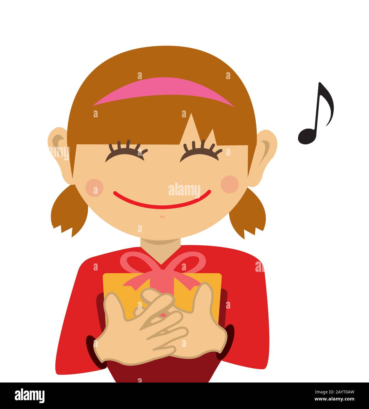 Young woman who is happy to receive a gift / vector illustration Stock ...