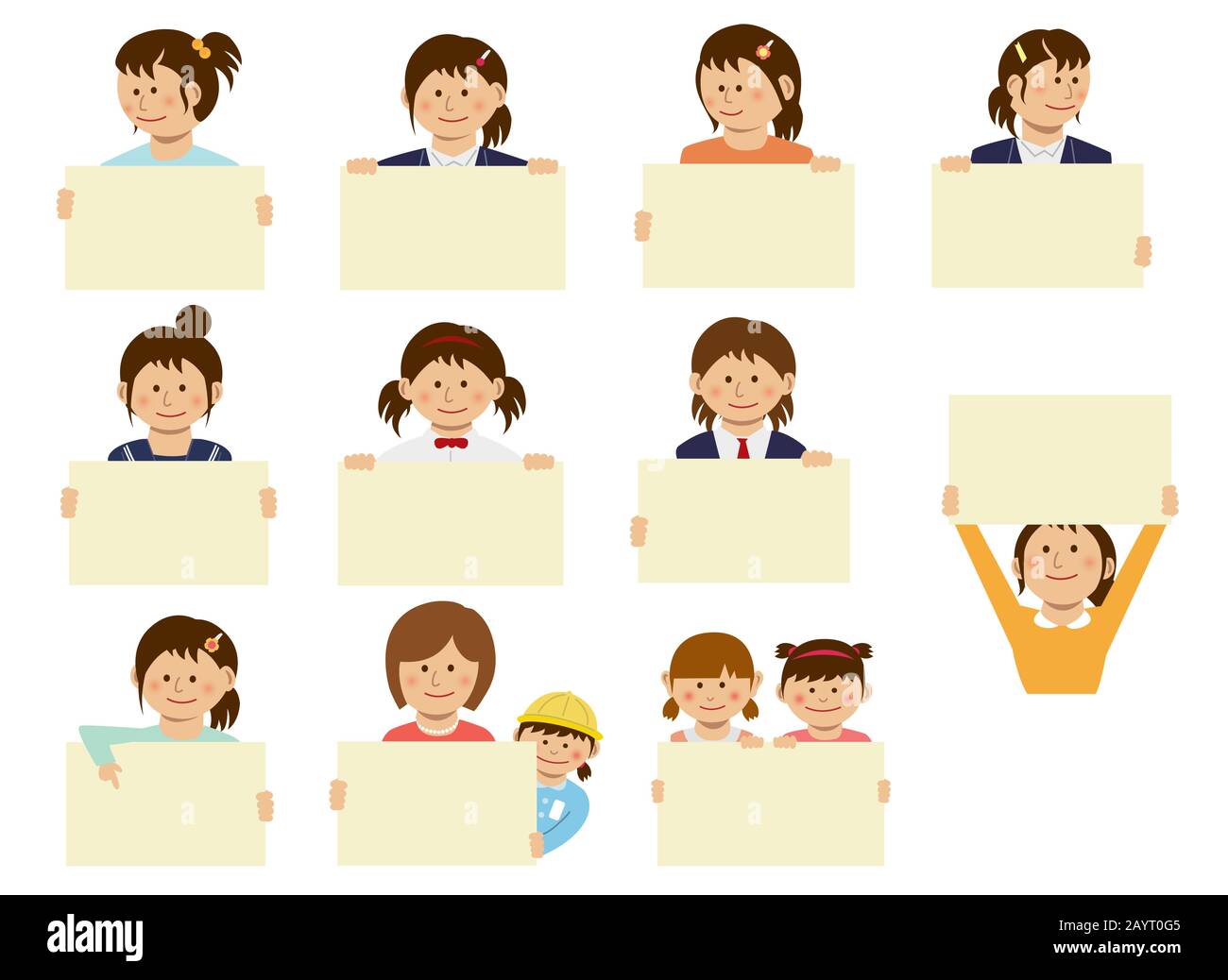 Woman holding a paper Board (placard) illustration Stock Vector Image ...