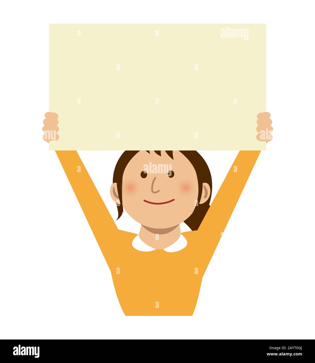 Woman Holding A Paper Board Placard Illustration Stock Vector Image