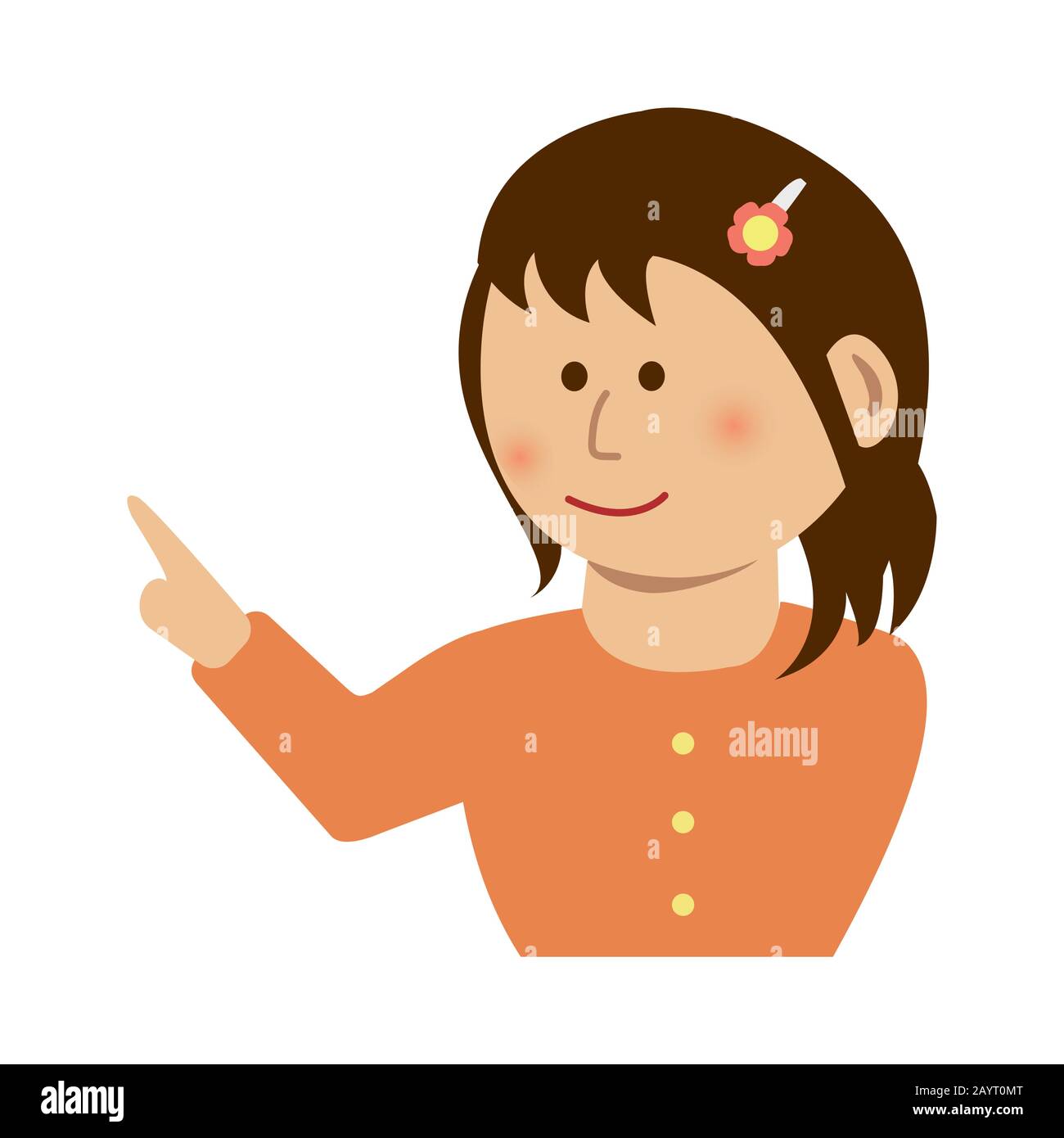 Young asian woman pointing something / vector illustration Stock Vector ...