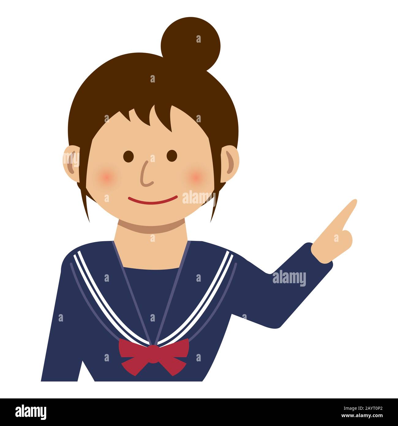 Asian female student pointing at something illustration Stock Vector ...