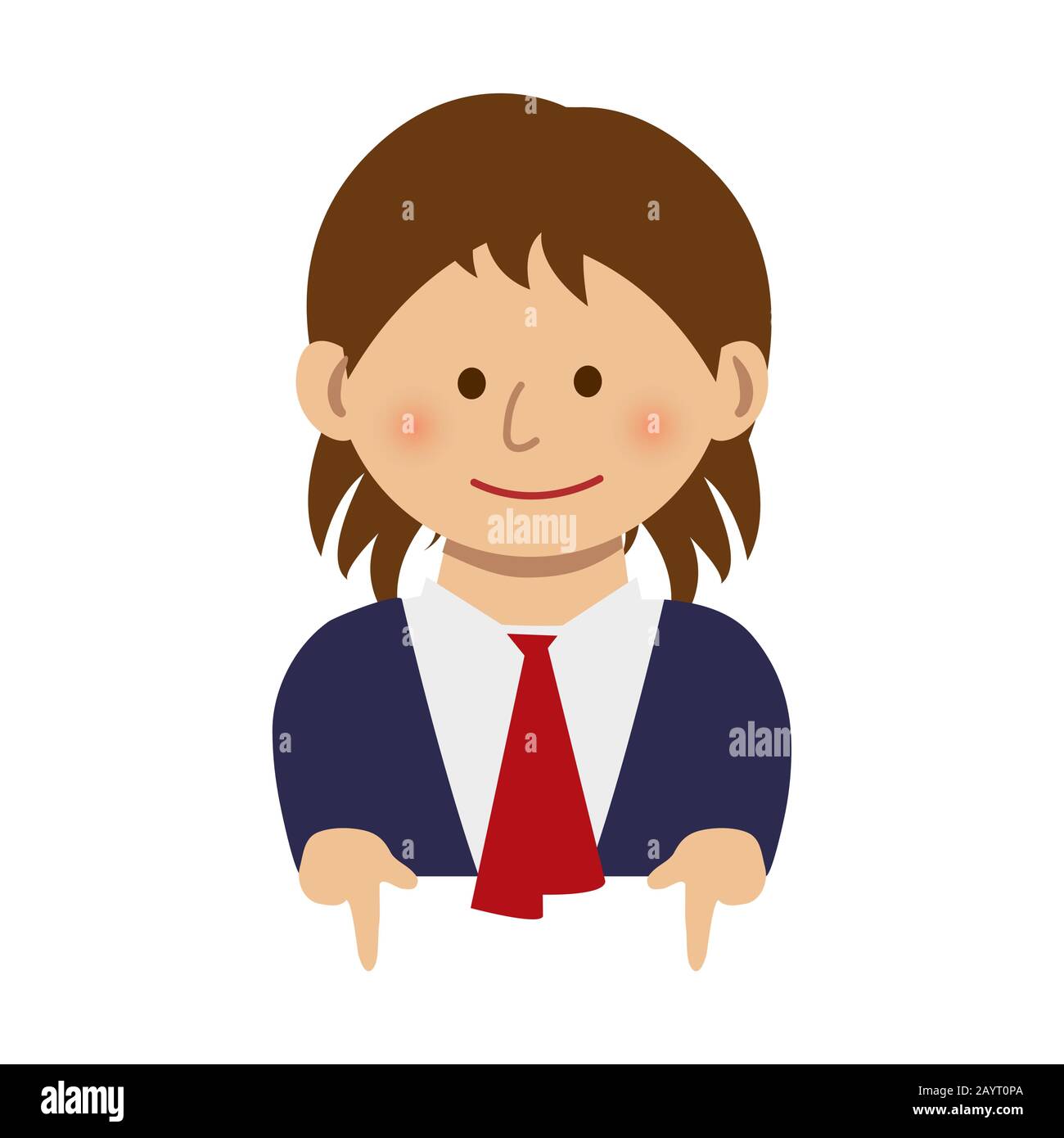 Asian female student pointing at something illustration Stock Vector ...