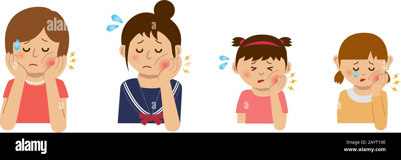 Women with toothache illustration set Stock Vector Image & Art - Alamy