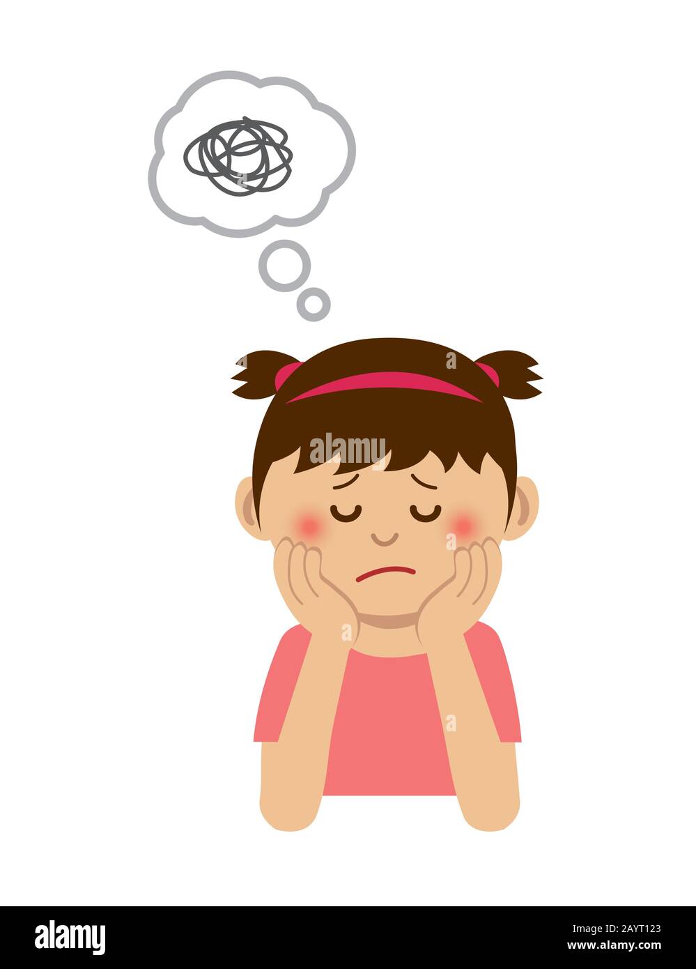thinking / troubled / suffering woman illustration Stock Vector Image ...