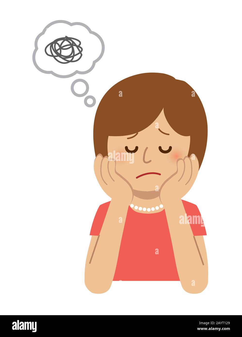 thinking / troubled / suffering woman illustration Stock Vector Image ...