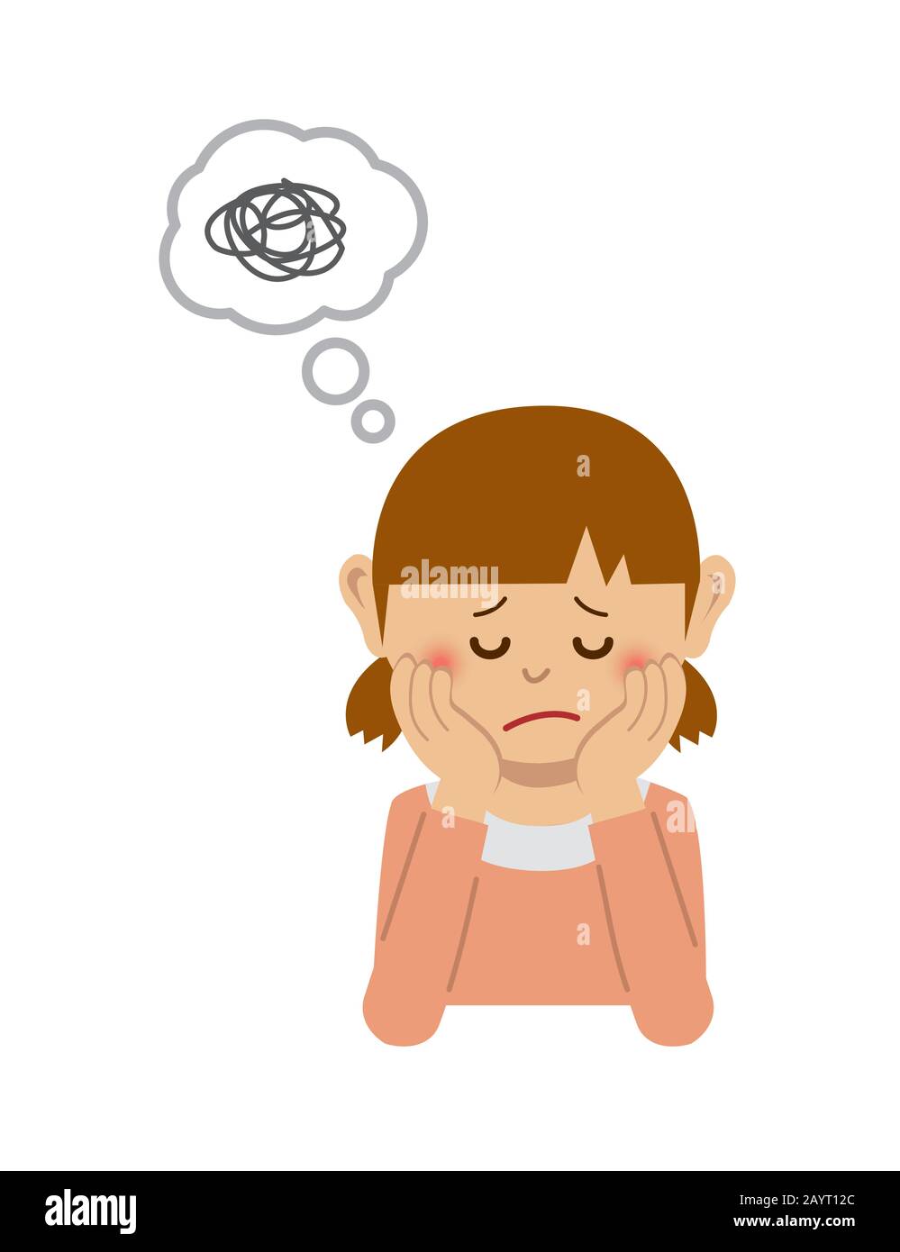 thinking / troubled / suffering woman illustration Stock Vector Image ...