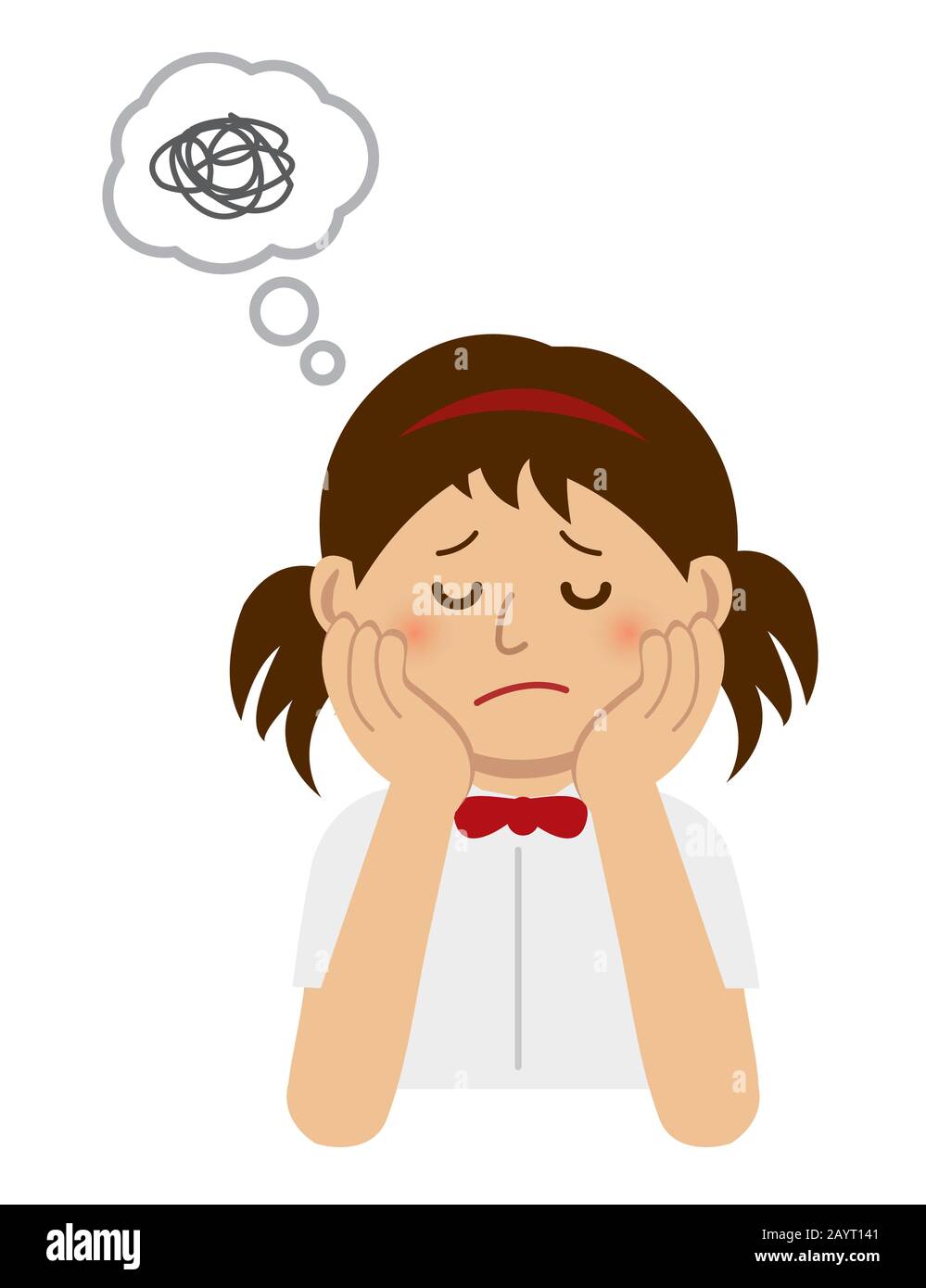 thinking / troubled / suffering woman illustration Stock Vector Image ...