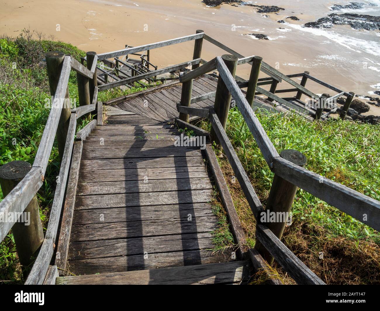Wooden steps down the beach Stock Photo - Alamy