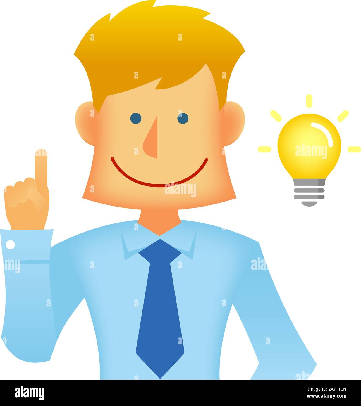 Young business person vector flat illustration (upper body ...