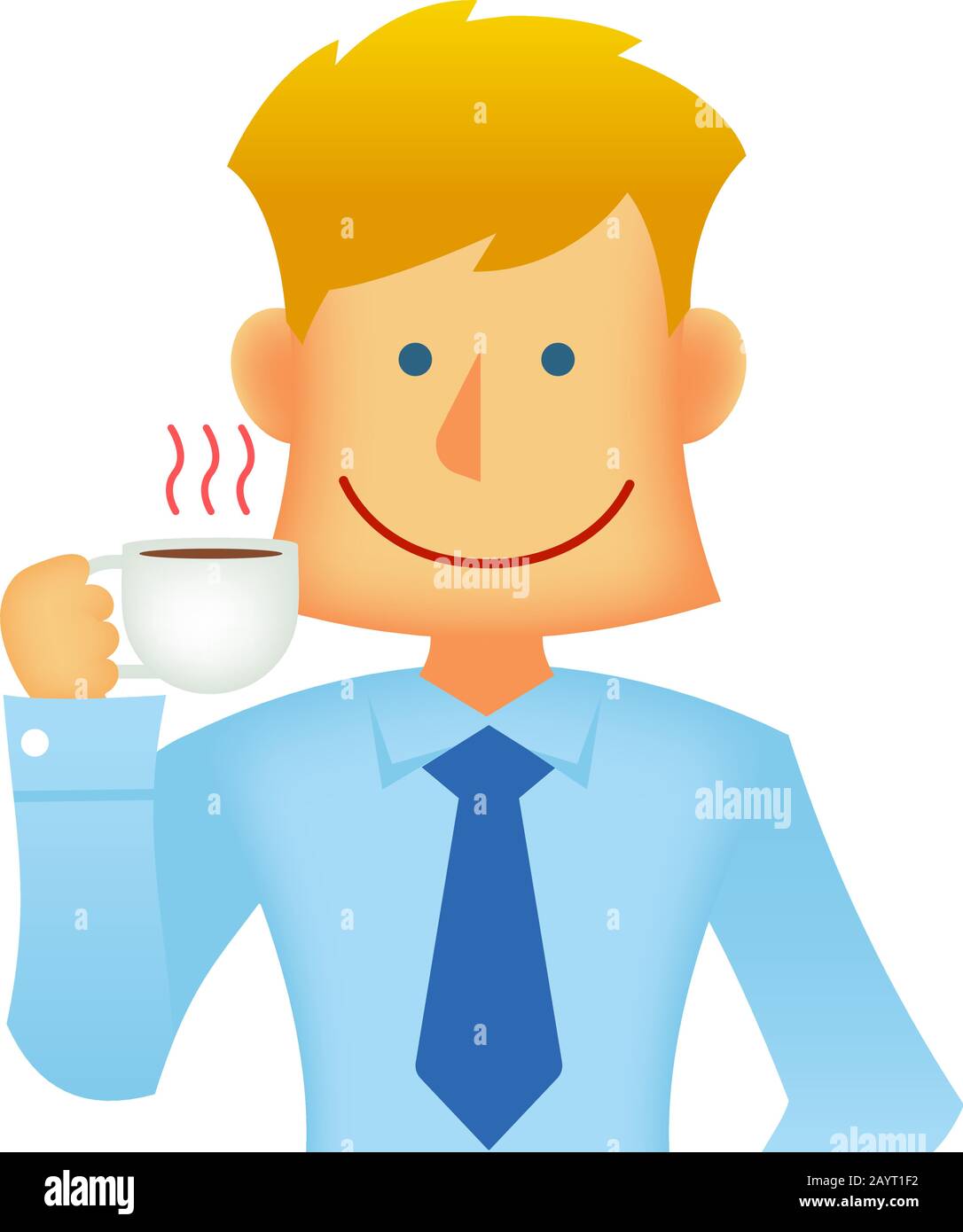Young business person vector flat illustration (upper body) / coffee ...
