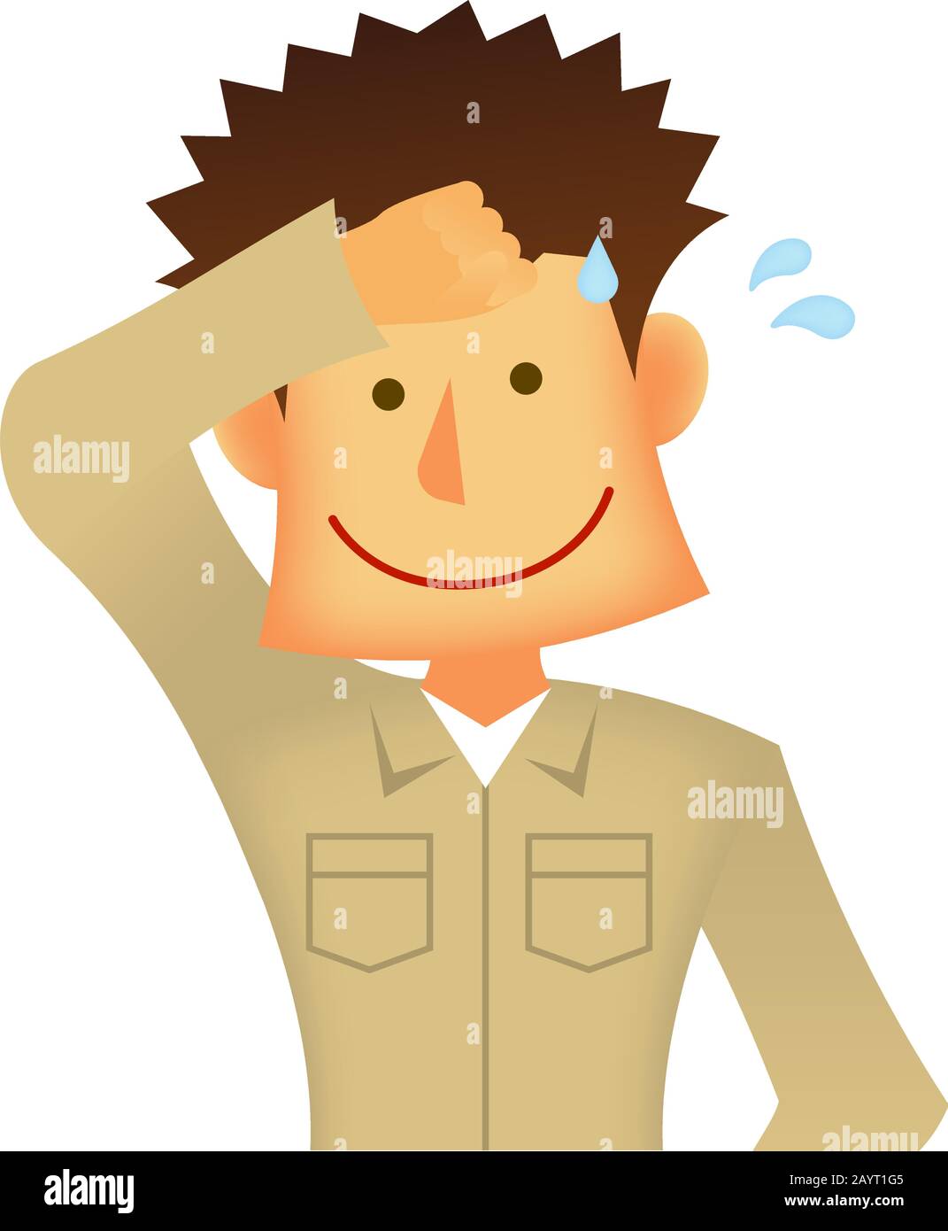 Young asian (Japanese, Korean etc.) blue collar worker (upper body ...