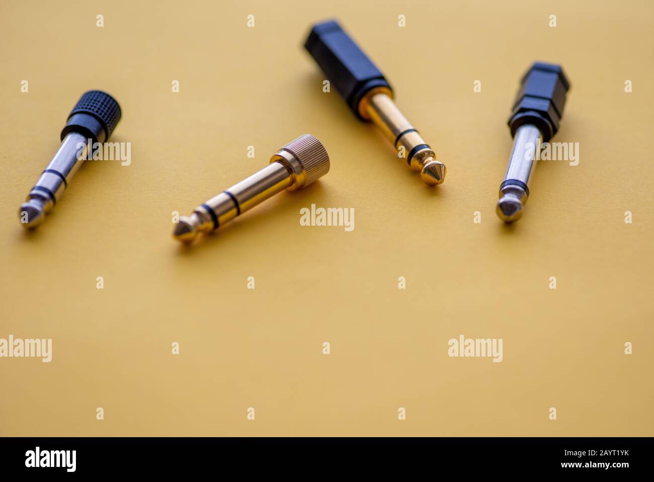 Assortment of audio jacks shot from a angle Stock Photo - Alamy