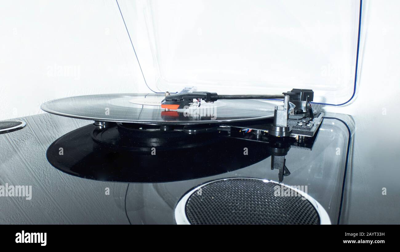 Vinyl turntable on a white background. Retro audio equipment for vinyl ...