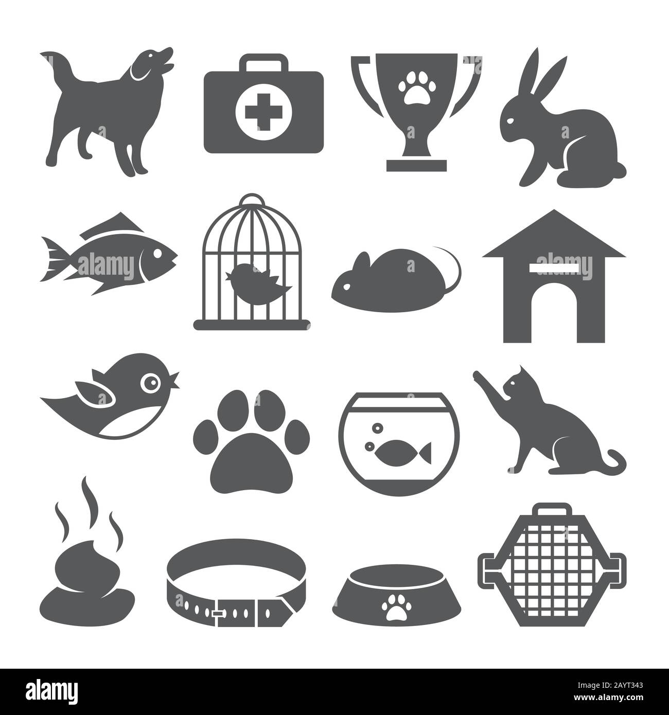 Pet shop icons set on white background Stock Vector Image & Art - Alamy