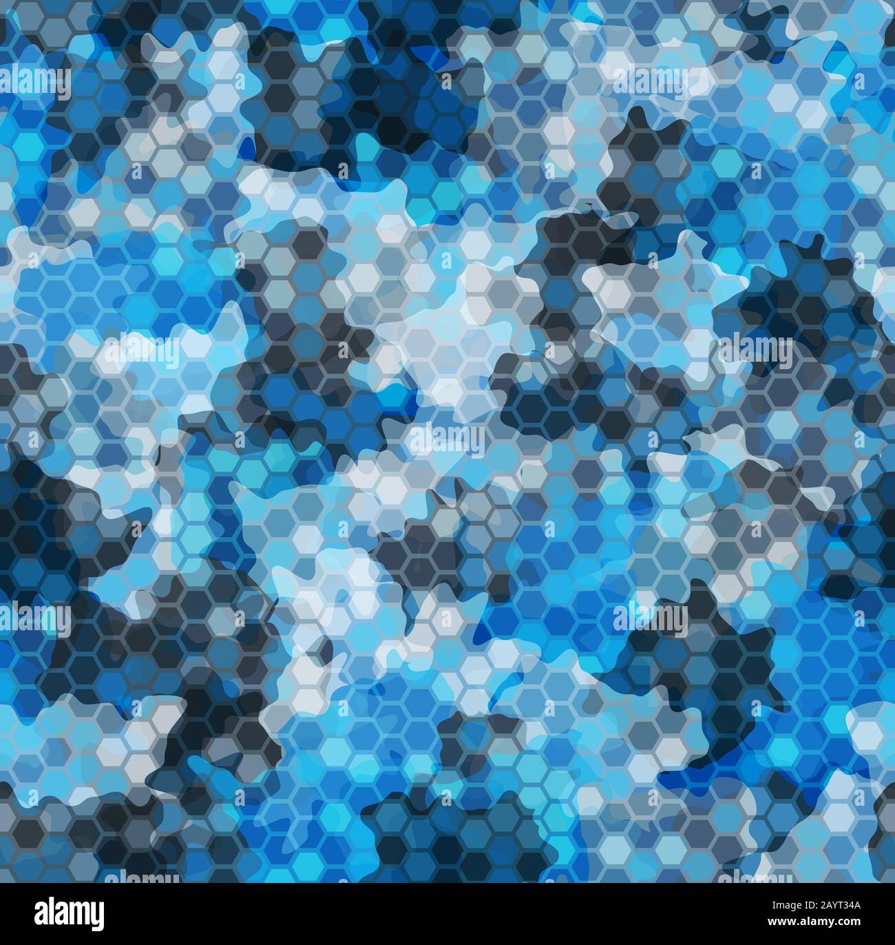 Seamless ornament pattern with halftone hex cells in linear style Stock ...