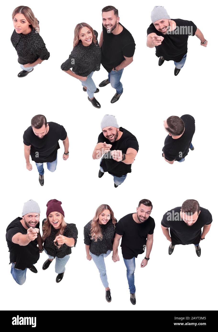 top view. image of modern different young people Stock Photo - Alamy