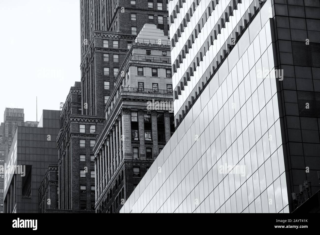 New York High Rise facades, close up detail of set back steps and ...