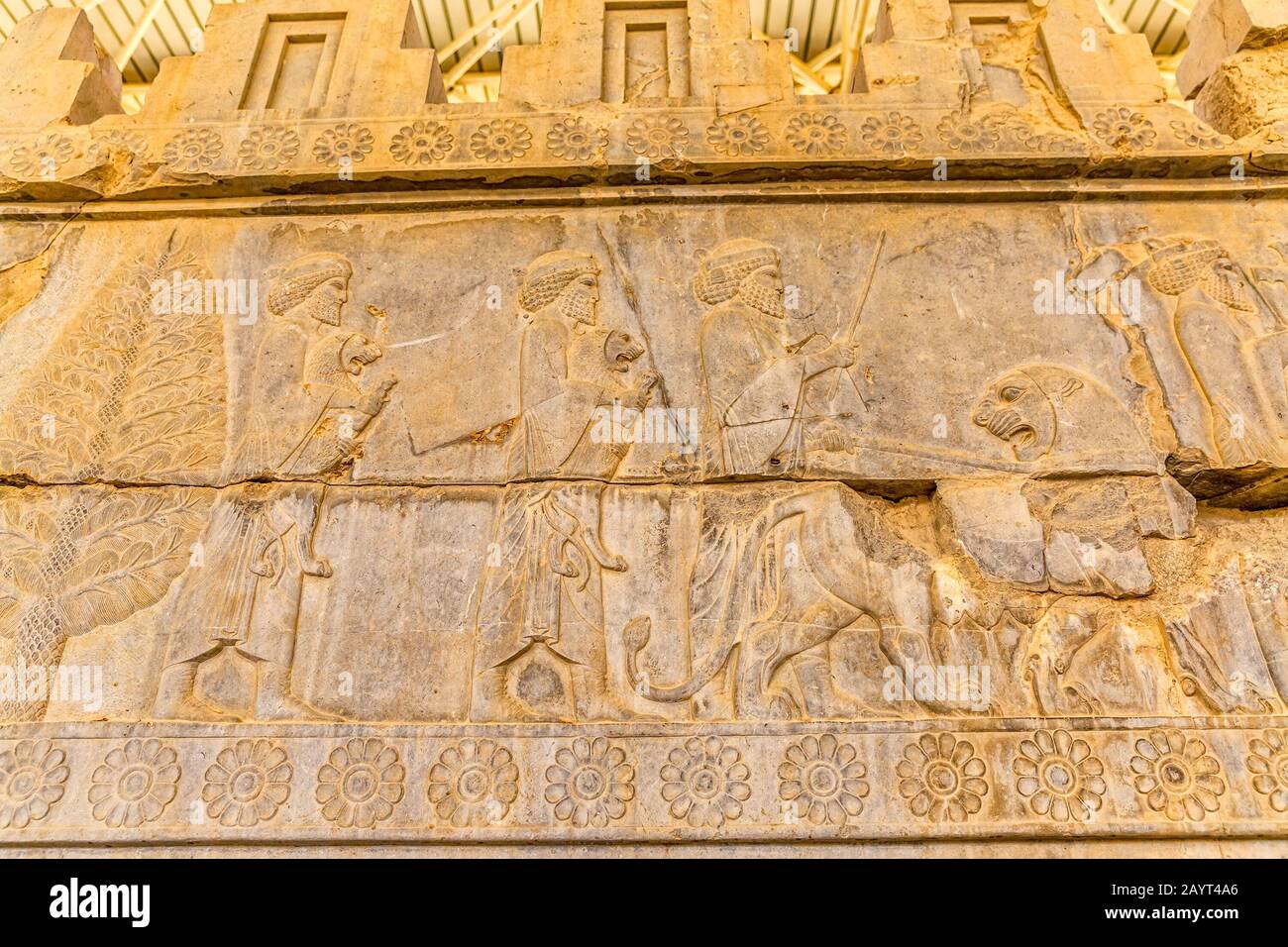 Residents of historical empire with animals in Persepolis Stock Photo ...