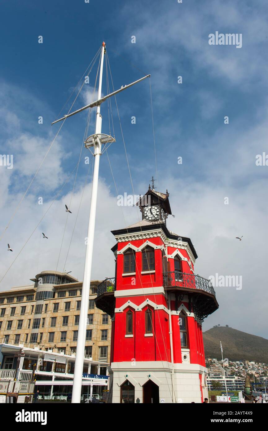 The clock tower at the V & A Waterfront in Cape Town, South Africa ...