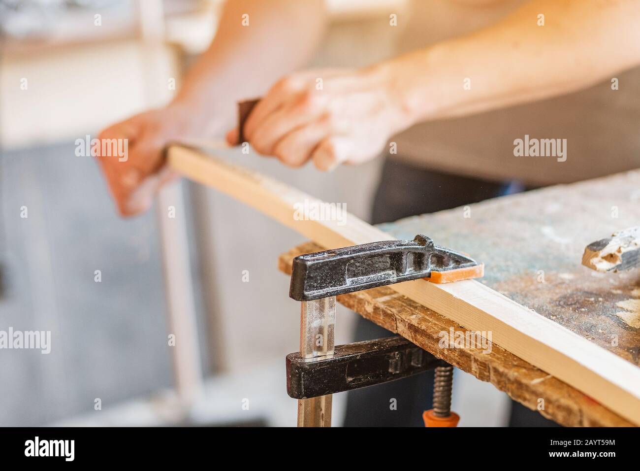 Close up carver working wood hi-res stock photography and images - Alamy
