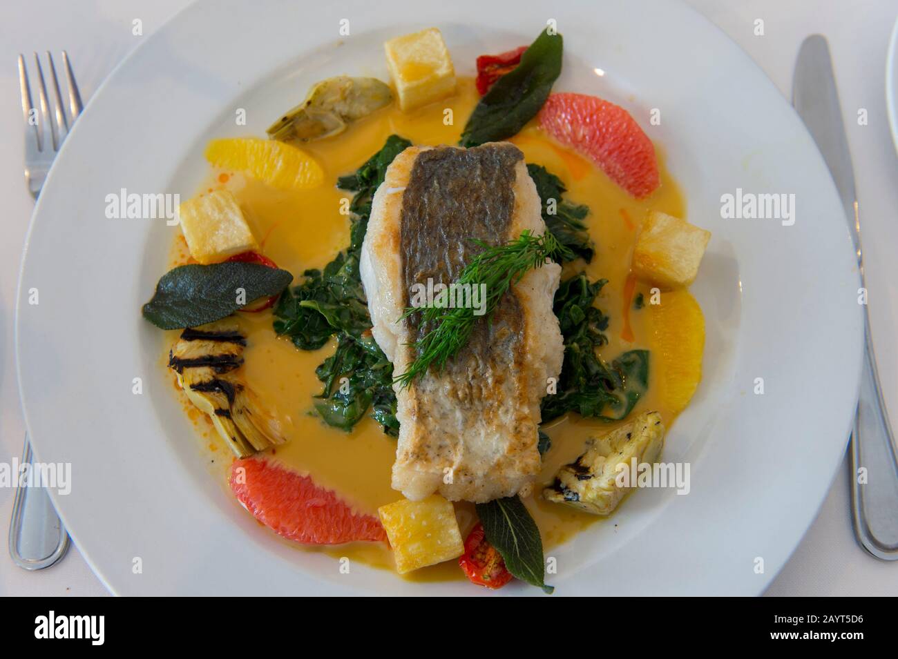 A seafood dish at Kalky s Restaurant in Kalk Bay near Cape Town, South ...