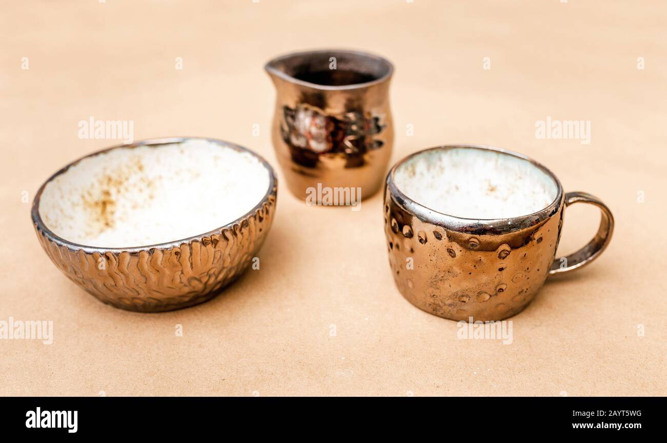 Decorative ceramic handmade pottery objects Stock Photo - Alamy