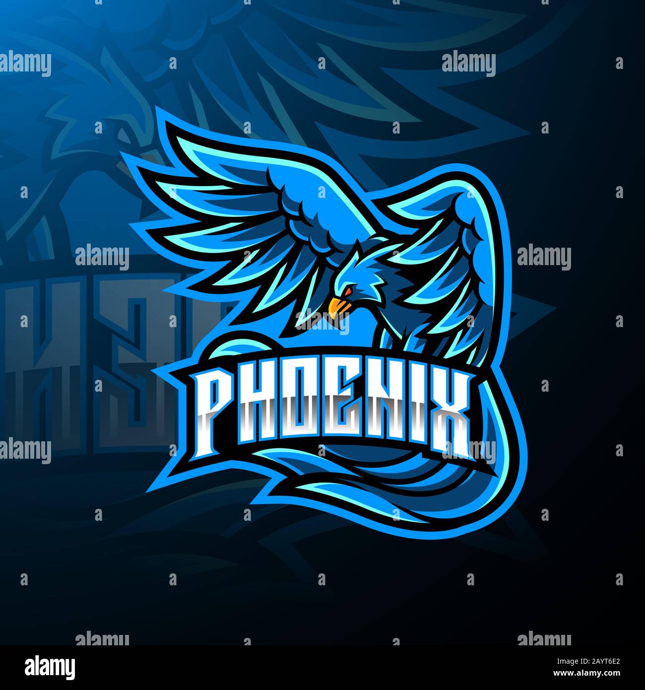 Blue phoenix esport mascot logo design Stock Vector Image & Art - Alamy