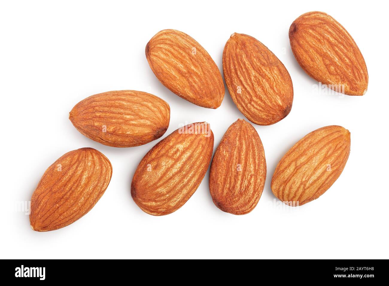 Almonds nuts isolated on white background with clipping path and full ...