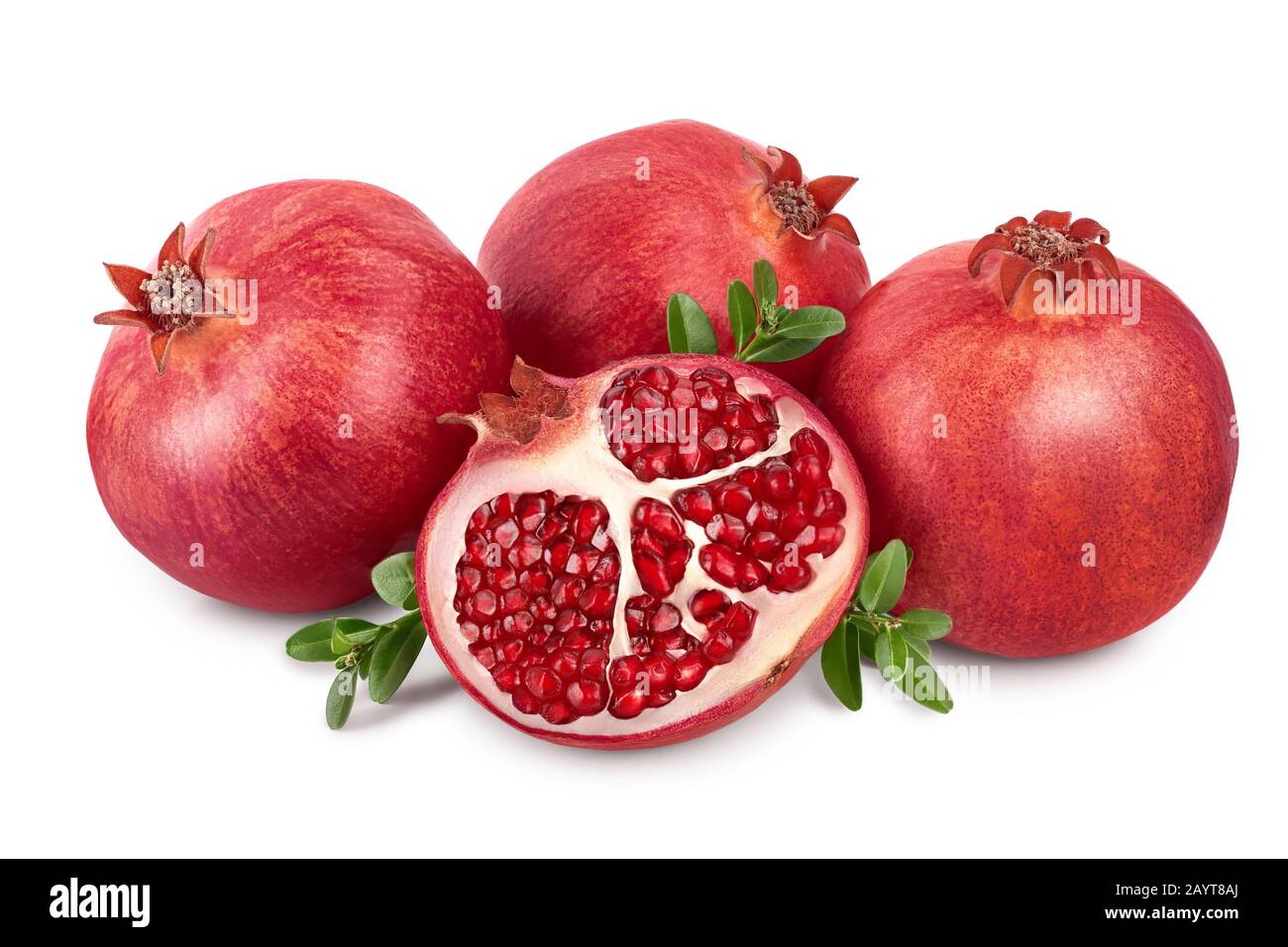 Pomegranate isolated on white background with clipping path and full ...