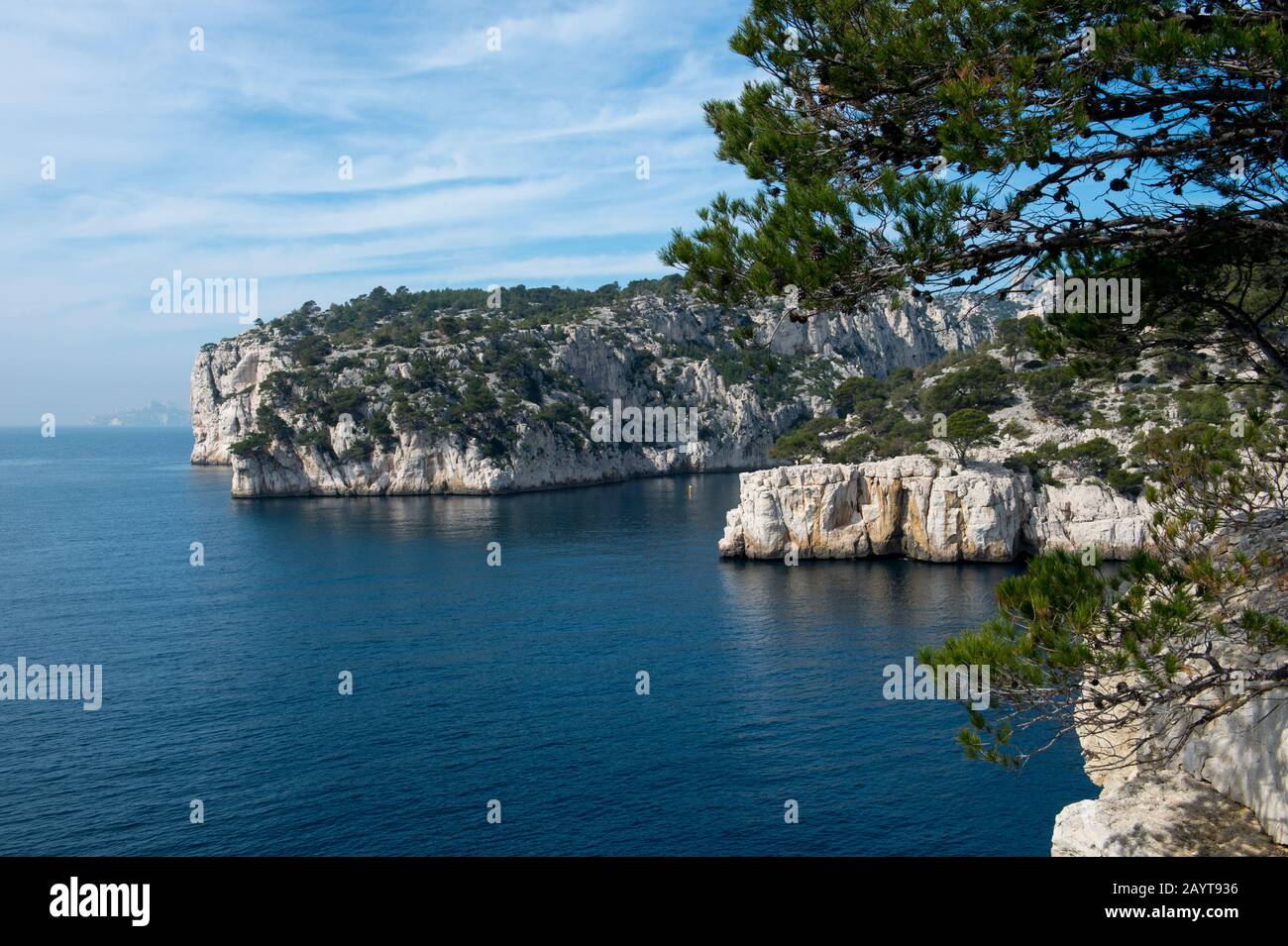 View of the Calanque de Port-Pin in the Calanques National Park near ...