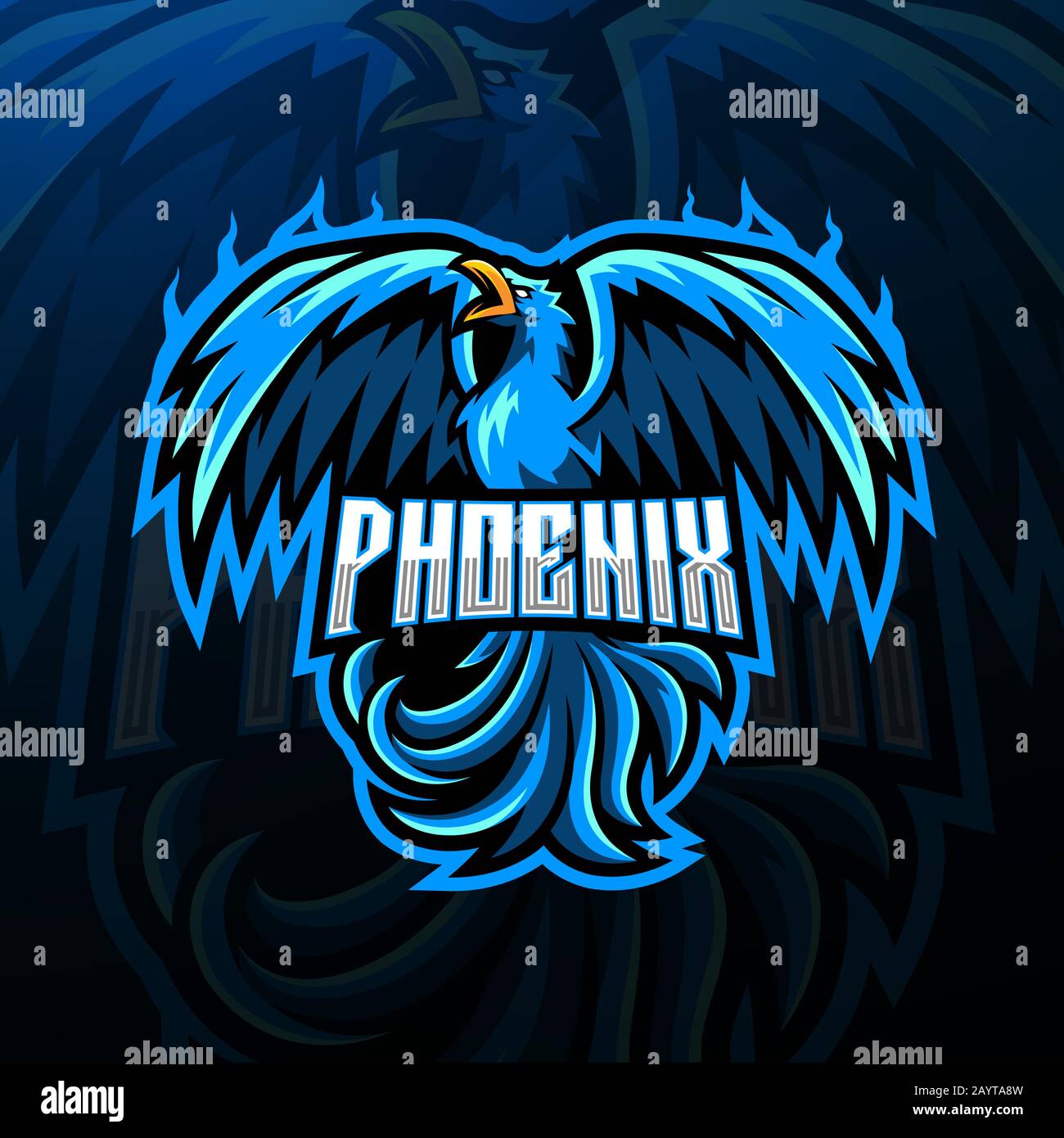 Blue Phoenix Bird Logo
