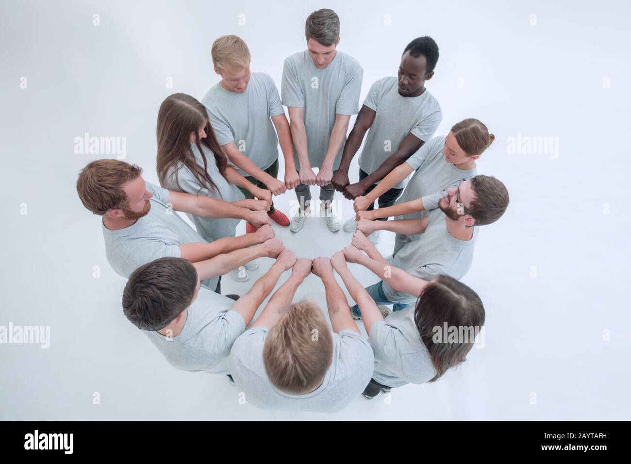 group of young people showing a circle of their hands Stock Photo - Alamy
