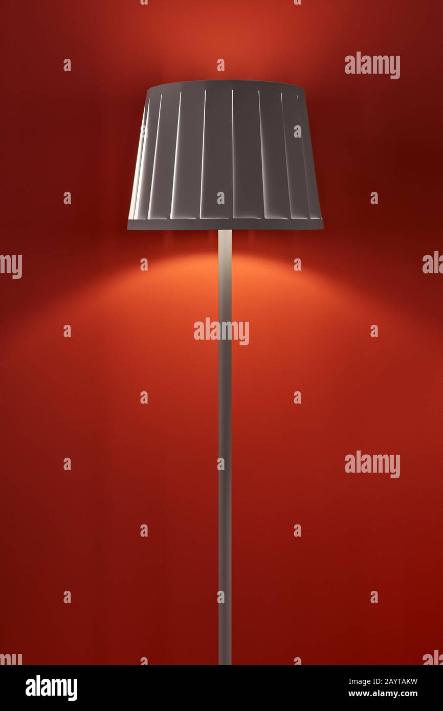 Closeup view at illuminated floor lamp indoors Stock Photo - Alamy