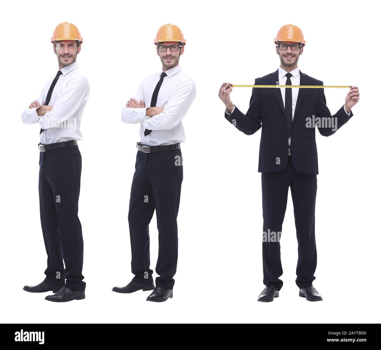 in full growth .qualified engineer architect isolated on white Stock ...