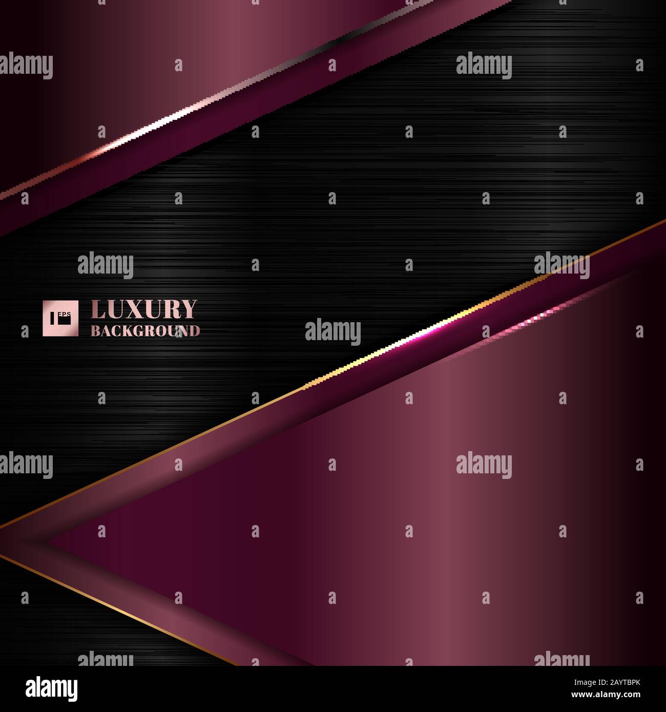 Abstract elegant geometric triangle red metallic glossy with golden ...