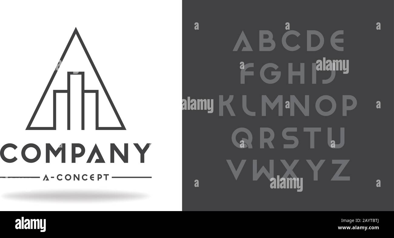 Real estate, business logo template. Font character design and font ...