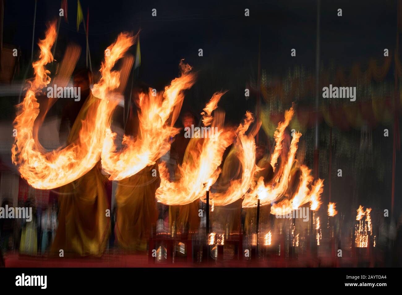 The image of Ganga Aarti at Ghats or holy steps of Varanasi, Ganges ...