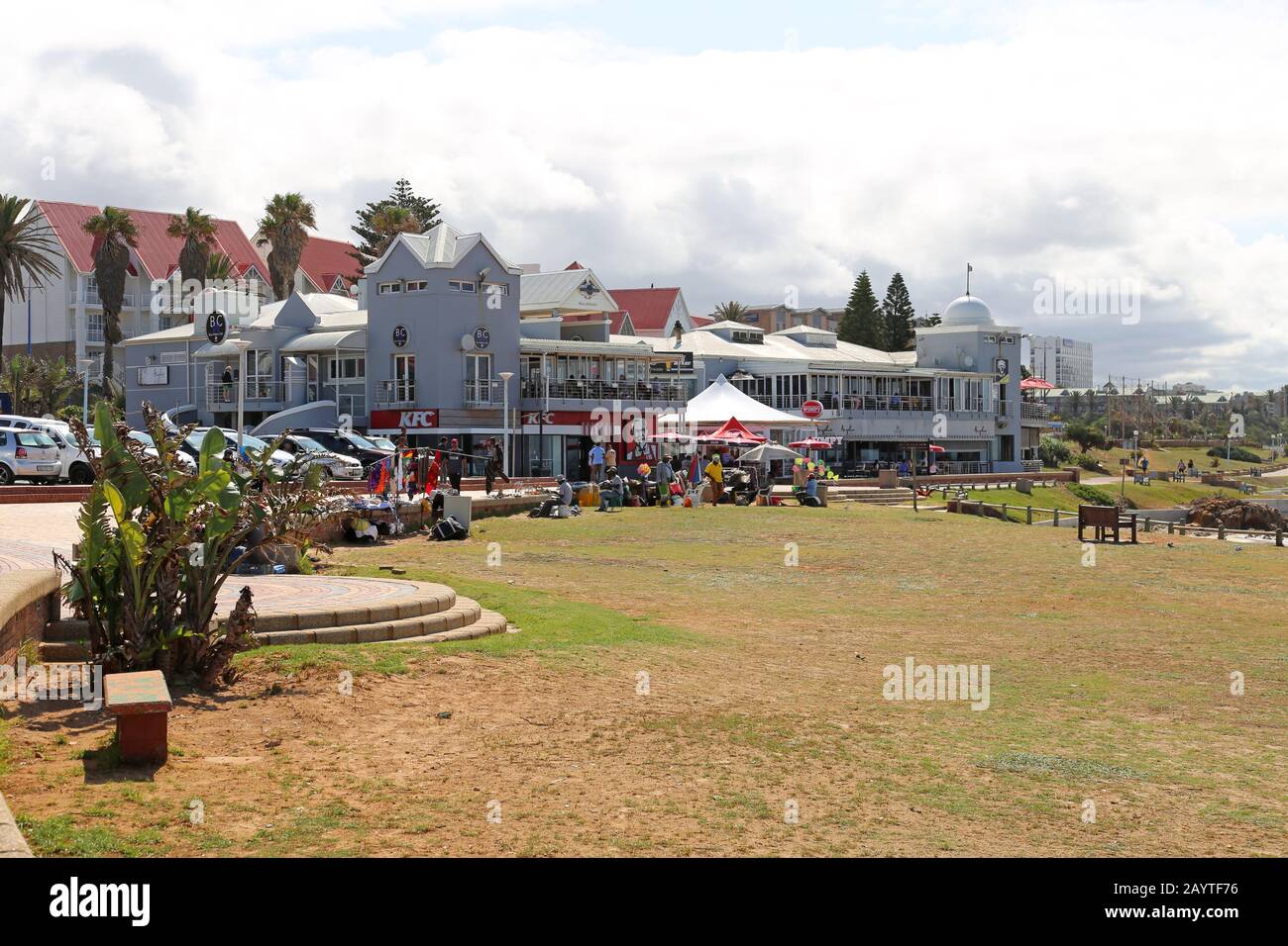 Beachfront cafes and bars, Humewood Beach, Shark Rock, Port Elizabeth ...