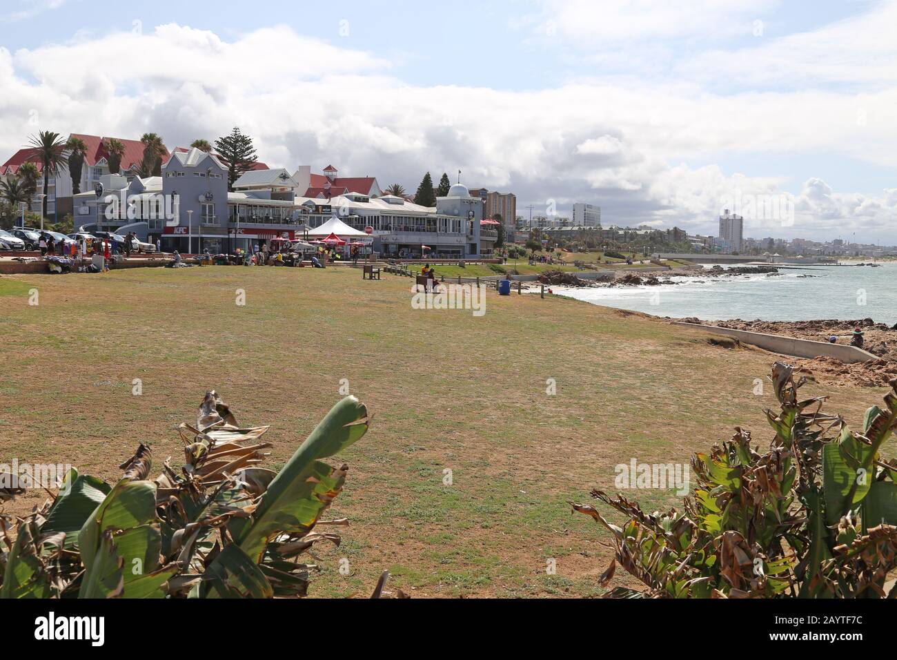 Beachfront cafes and bars, Humewood Beach, Shark Rock, Port Elizabeth ...