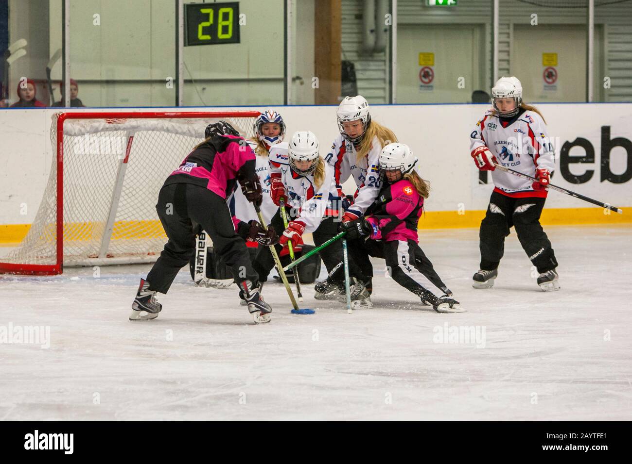 Girls compete in the sport ringette Stock Photo - Alamy