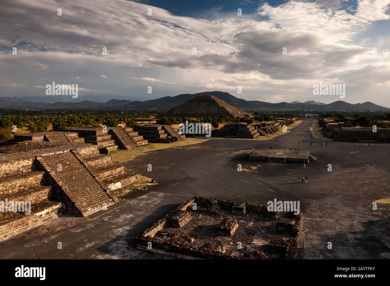 Avenue of the Dead and Pyramid of the Sun, from Moon Pyramid, at ...